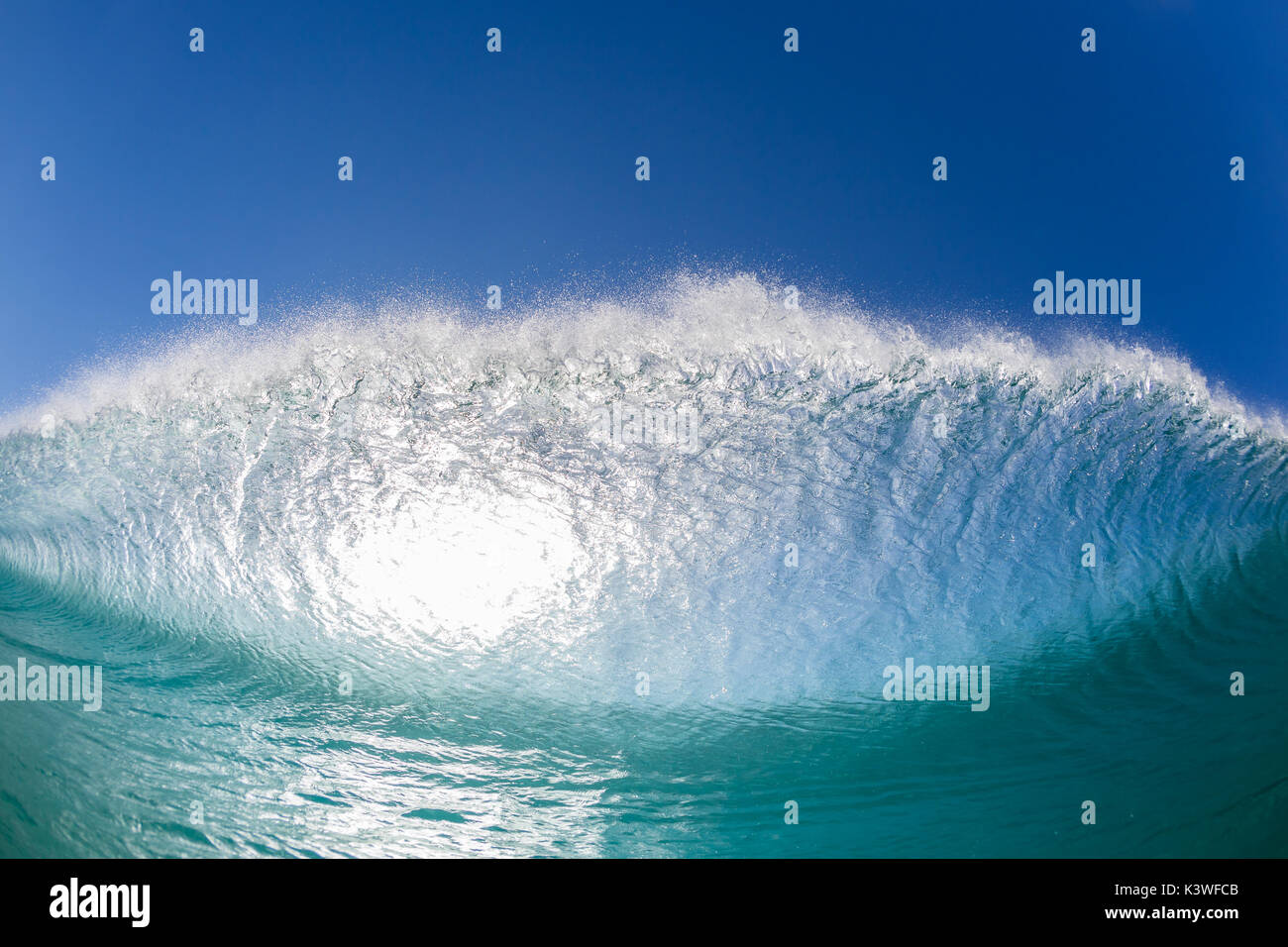 Ocean wave crashing wall of water swimming face to face confrontation ...