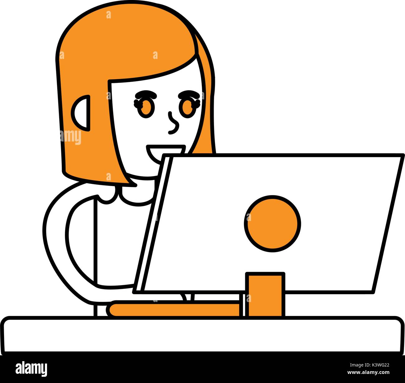 Isolated computer and girl design Stock Vector Image & Art - Alamy