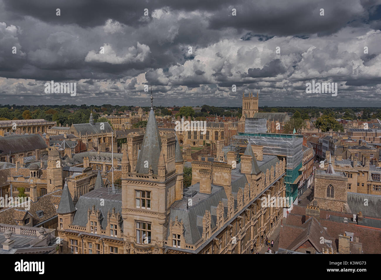 Cambridge city center centre from the tower of St Katherine's Church ...