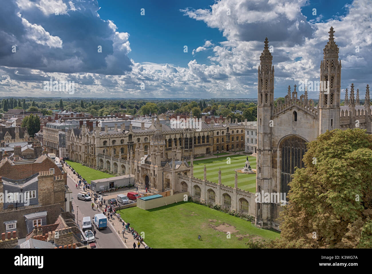 Kings College Chapel and University grounds view in Cambridge Stock ...