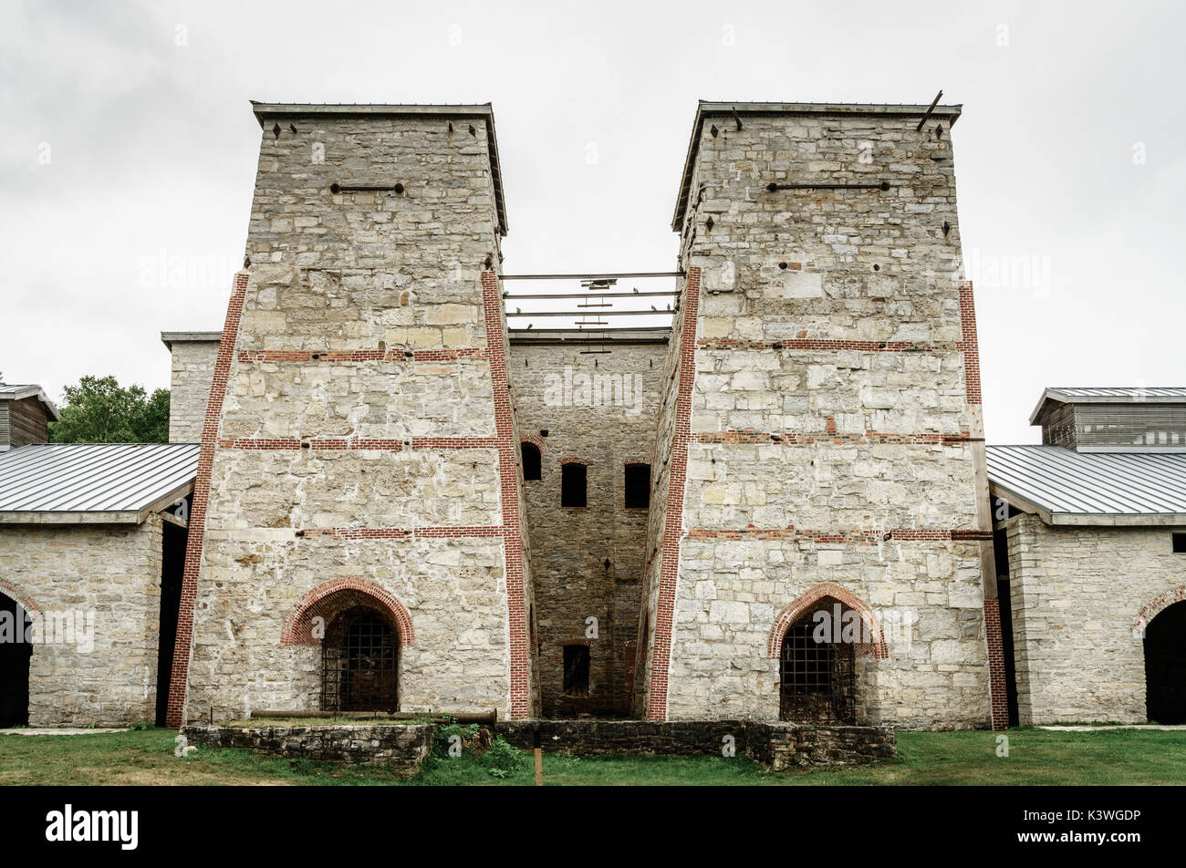 Blast furnace complex in Fayette Historic Townsite in Michigan Stock ...