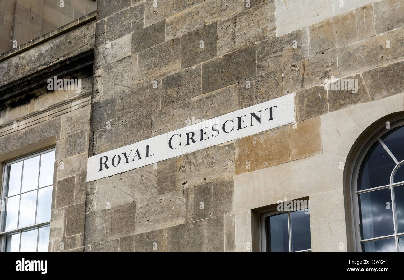 The Royal Crescent sign, City of Bath, England, UK Stock Photo - Alamy