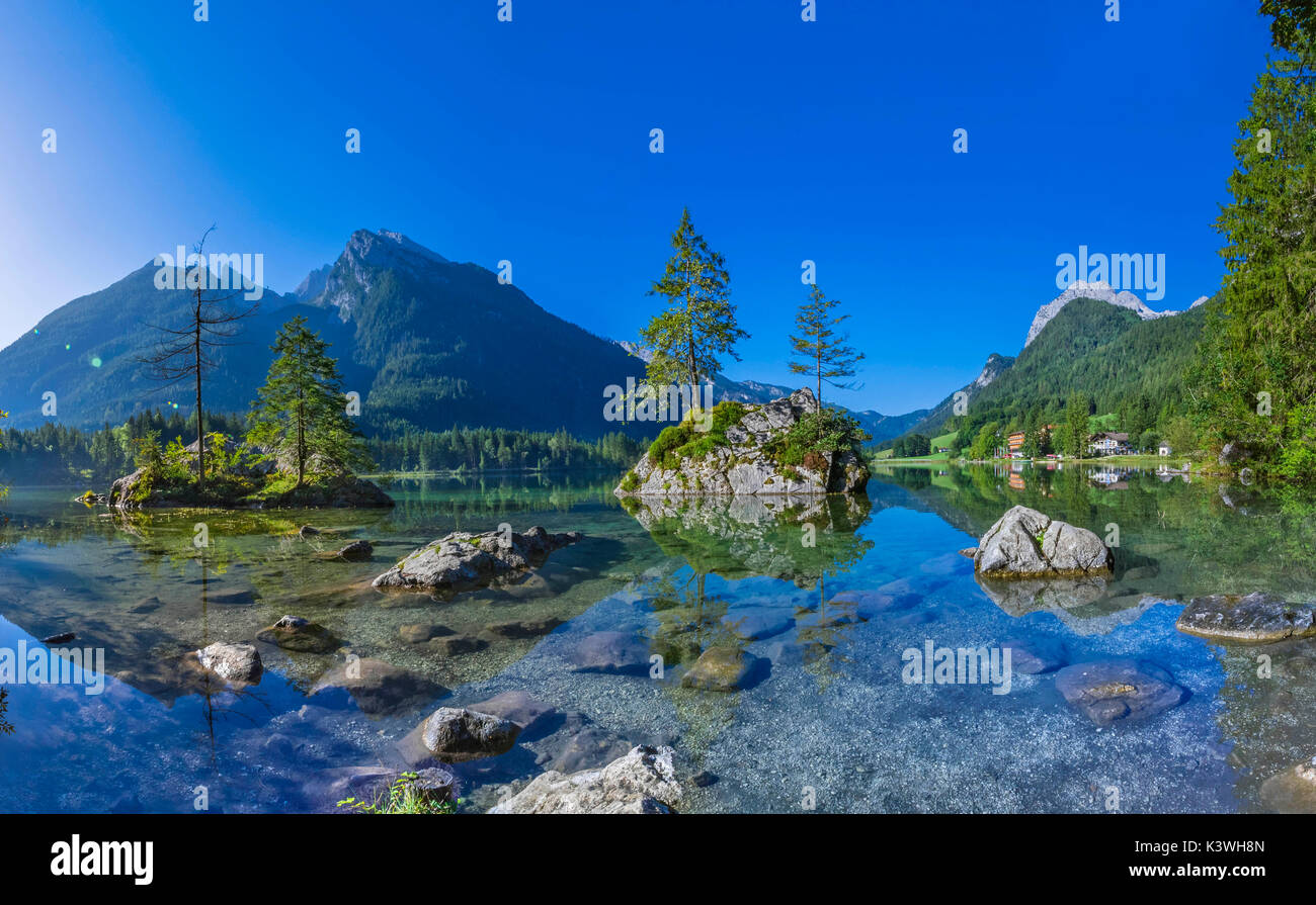 View of the Hintersee Lake near Ramsau in the Berchtesgaden National ...
