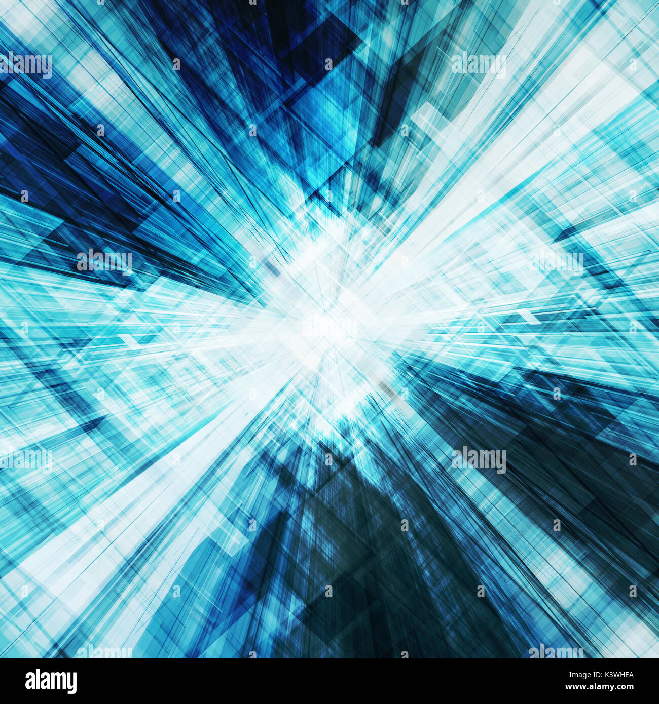 Blue architecture 3d rendering Stock Photo - Alamy