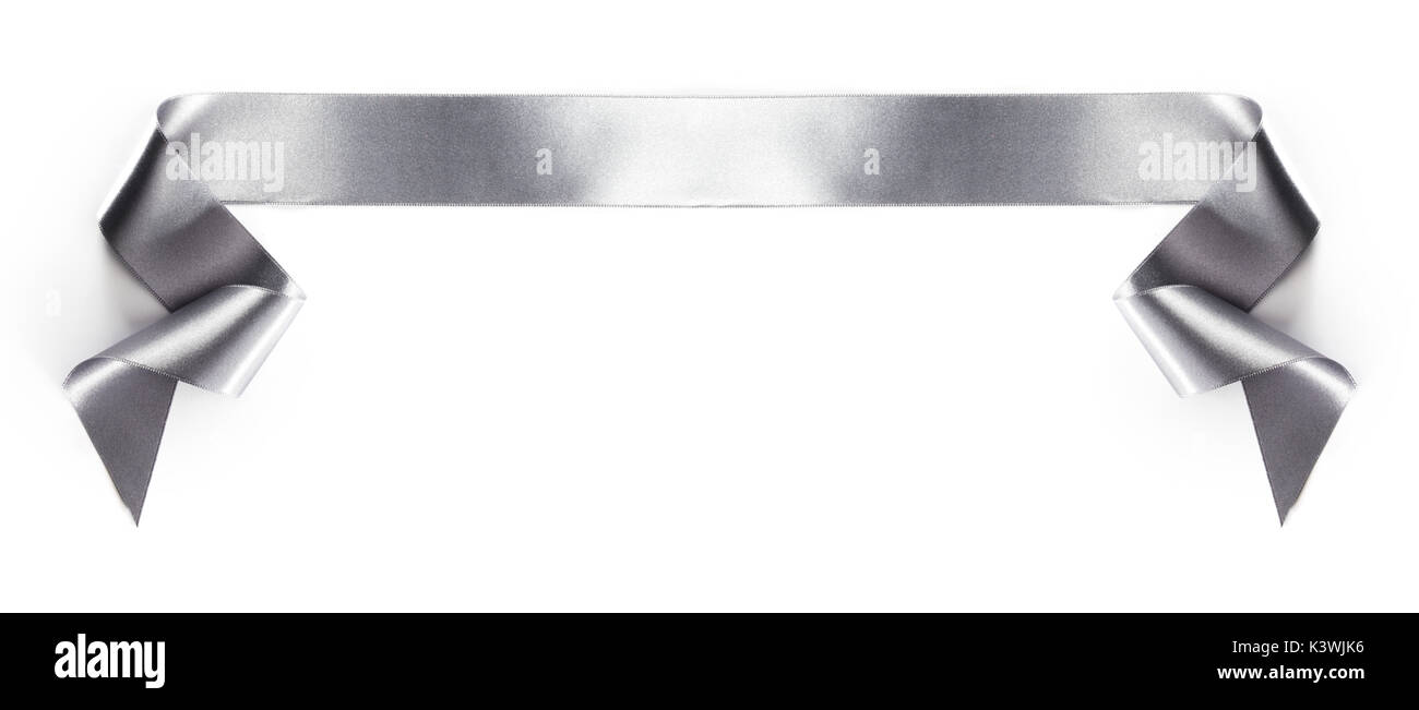 Silver banner ribbon isolated on white background Stock Photo - Alamy