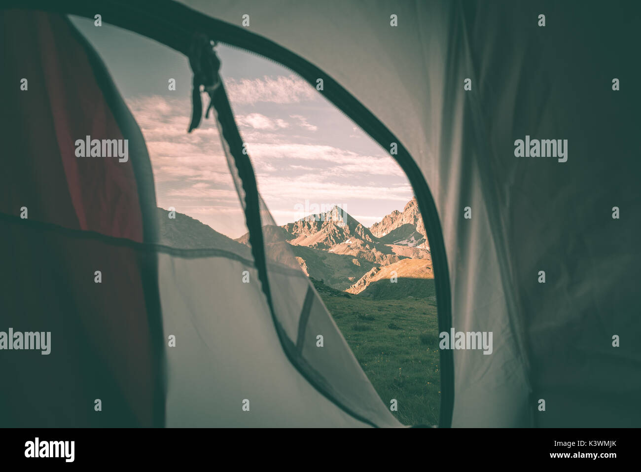 Looking at mountain through tent hi-res stock photography and images ...