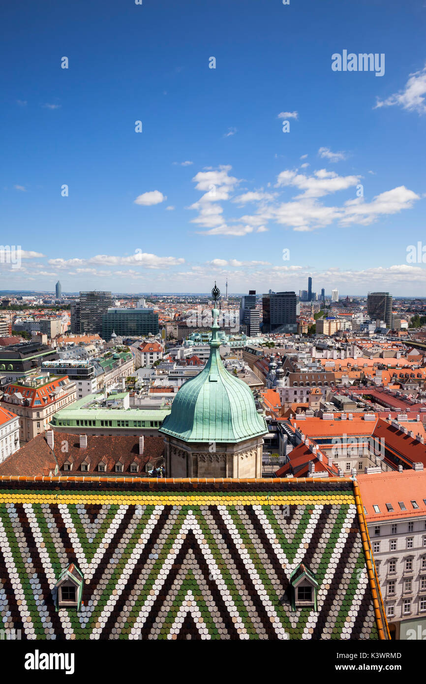 Austria, Vienna, capital city cityscape, pattern tiled roof of St ...