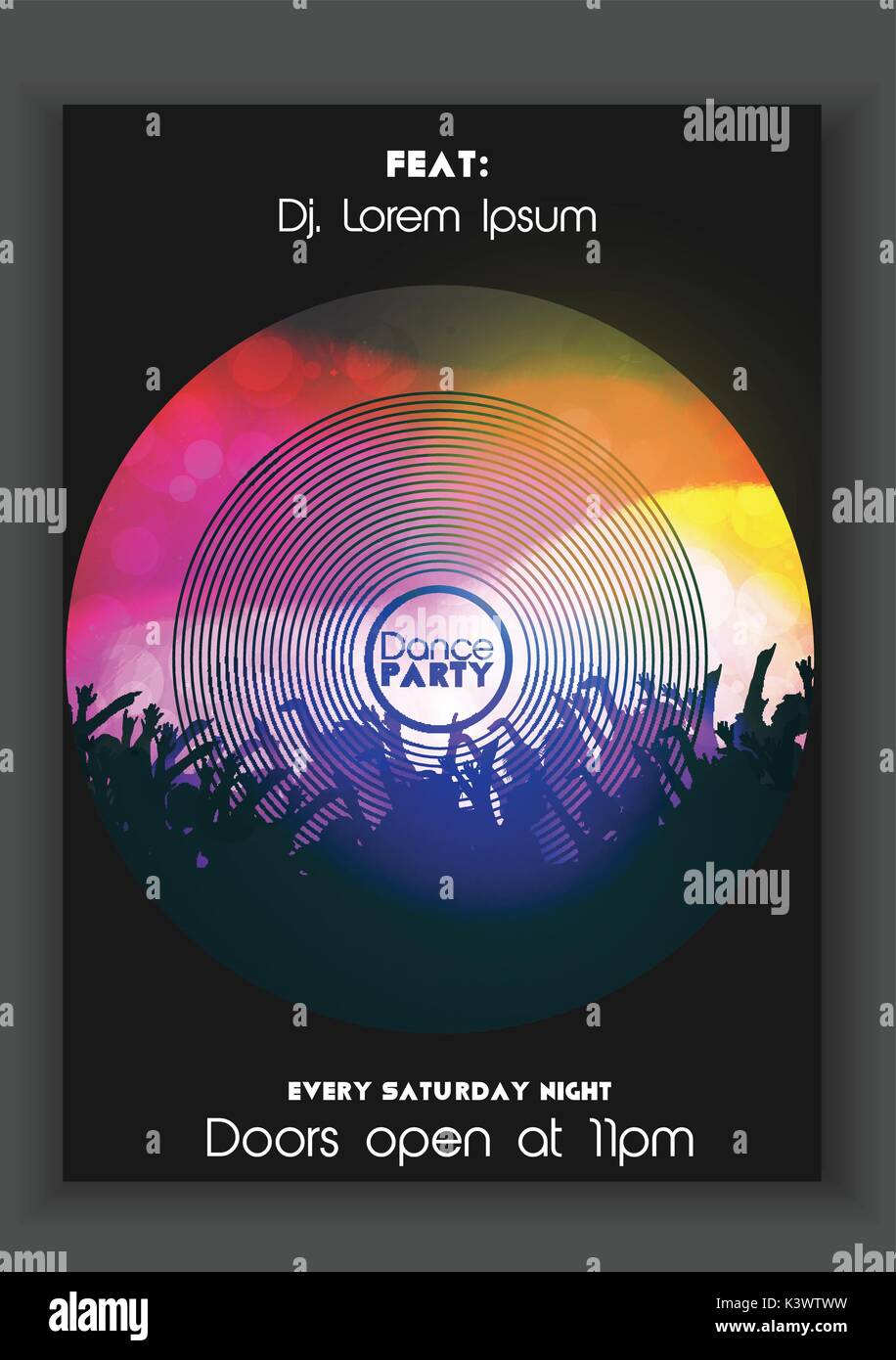 Party People Crowd, Festive Disco Event Poster Background - Vector ...