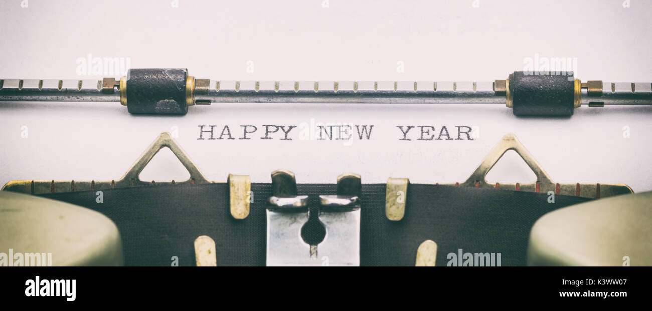 Happy new year text typewriter hi-res stock photography and images - Alamy