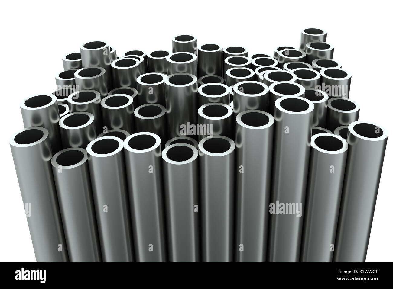 Stack of steel pipes. 3D Illustration Stock Photo - Alamy
