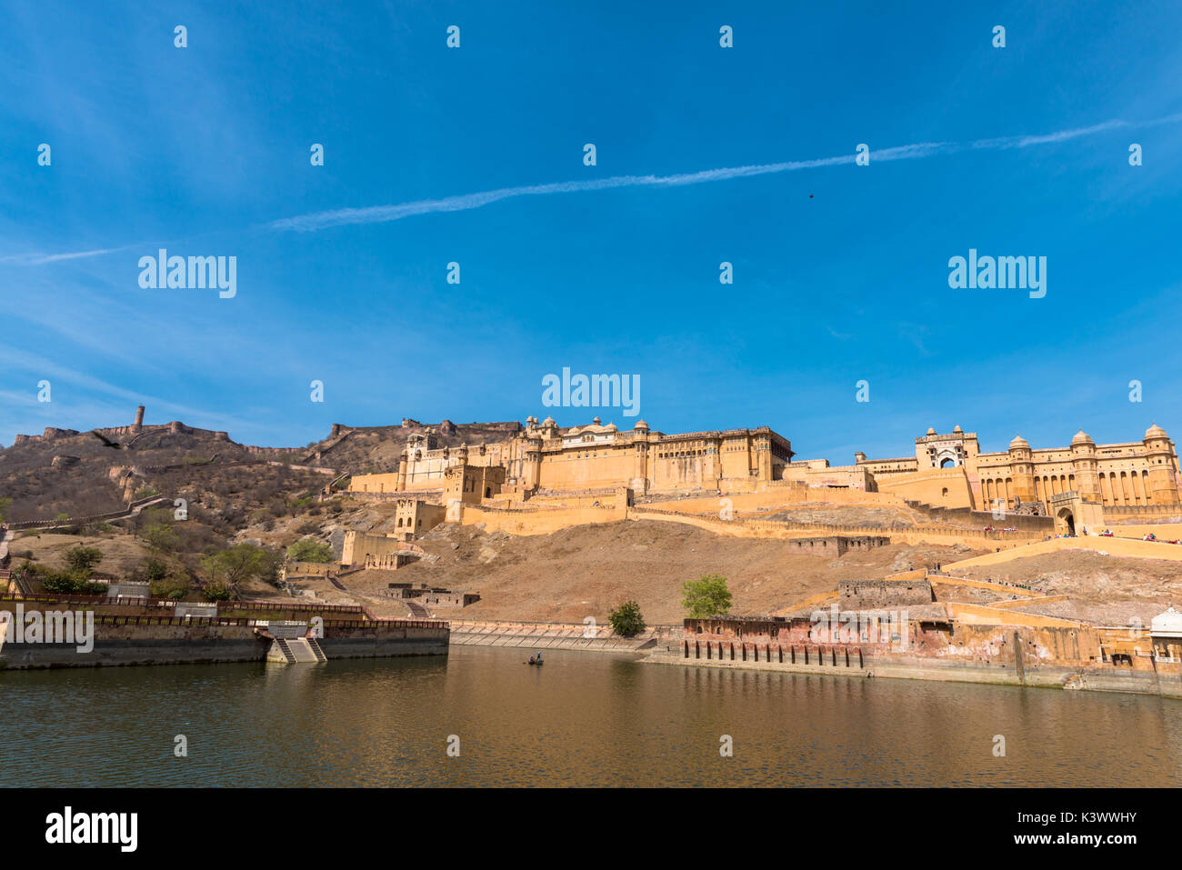 Wide angle picture of the beautiful Amber Fort, located in Jaipur, the ...