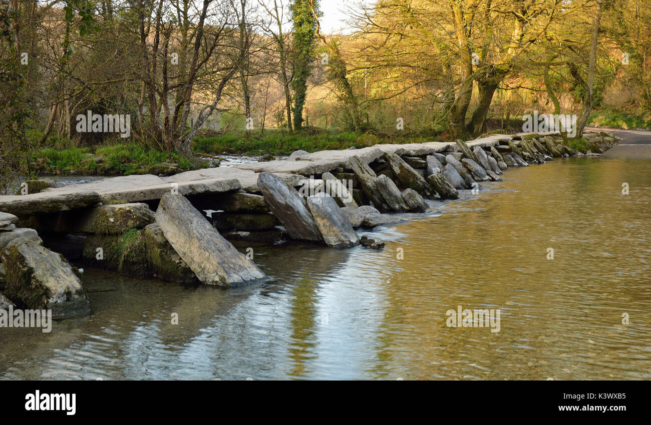 Tarr Steps Clapper Bridge over River Barle near Withypool Viewed from ...