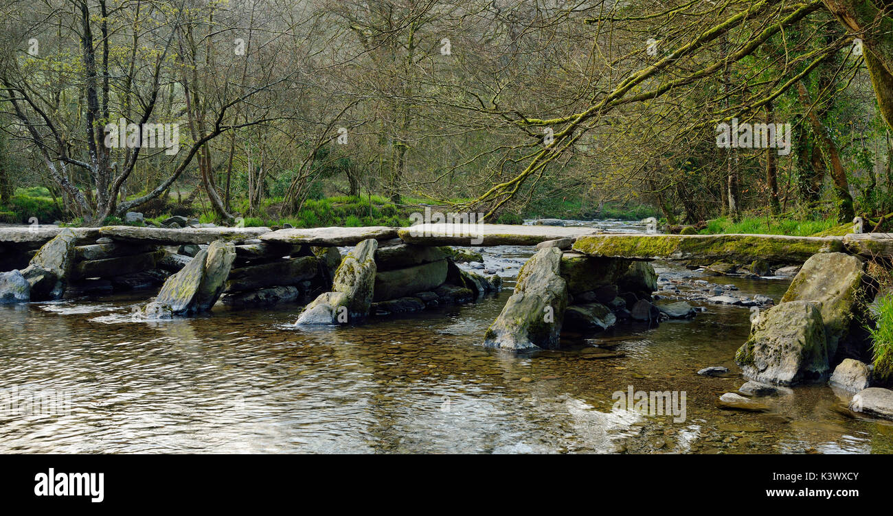Tarr Steps Clapper Bridge over River Barle near Withypool, Exmoor ...