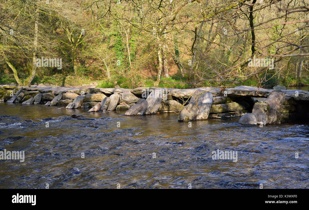 Tarr Steps Clapper Bridge over River Barle, near Withypool, Exmoor ...