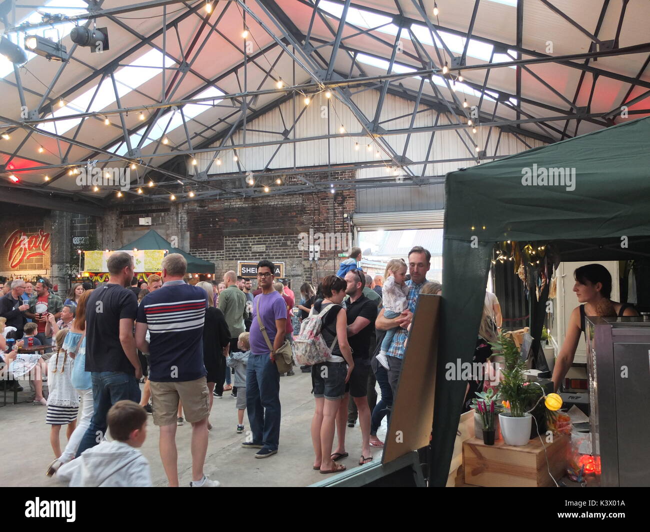 Hipsters and families attending Peddler Night Market, a popular monthly ...