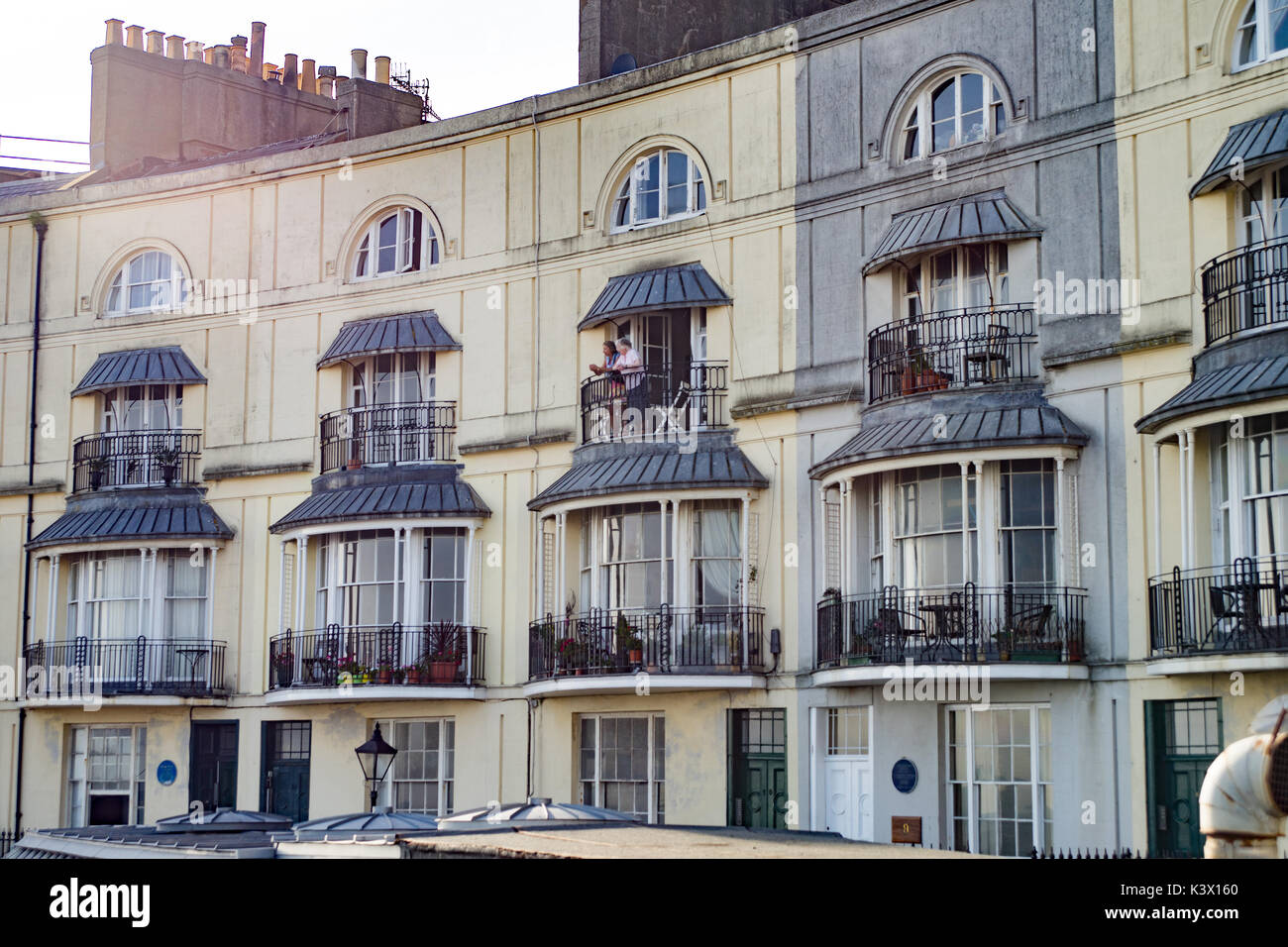 Middle class buildings with balconies on Hastings sea front, UK Stock ...
