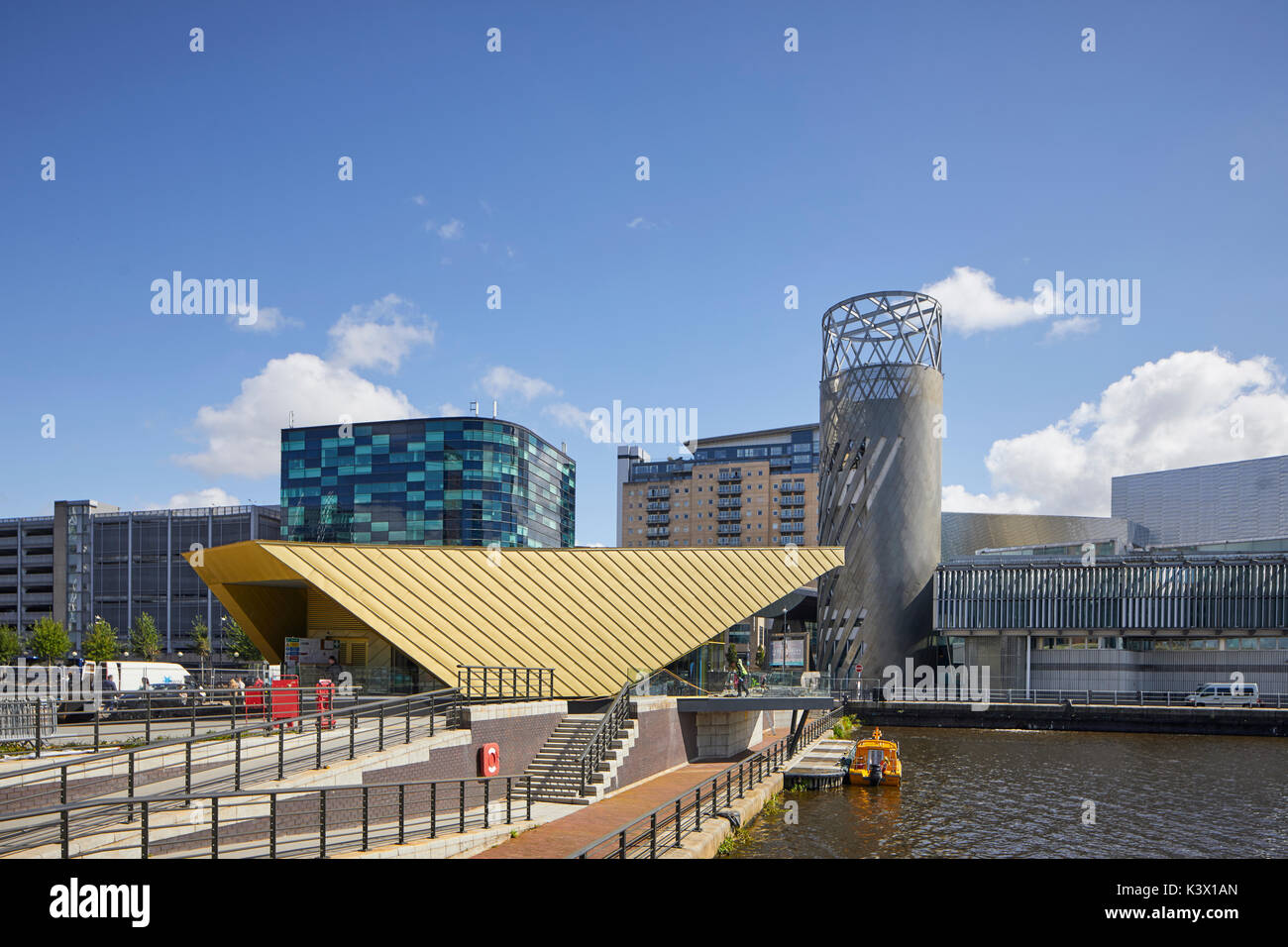 Regeneration docks area MediaCityUk at Salford Quays Gtr Manchester ...