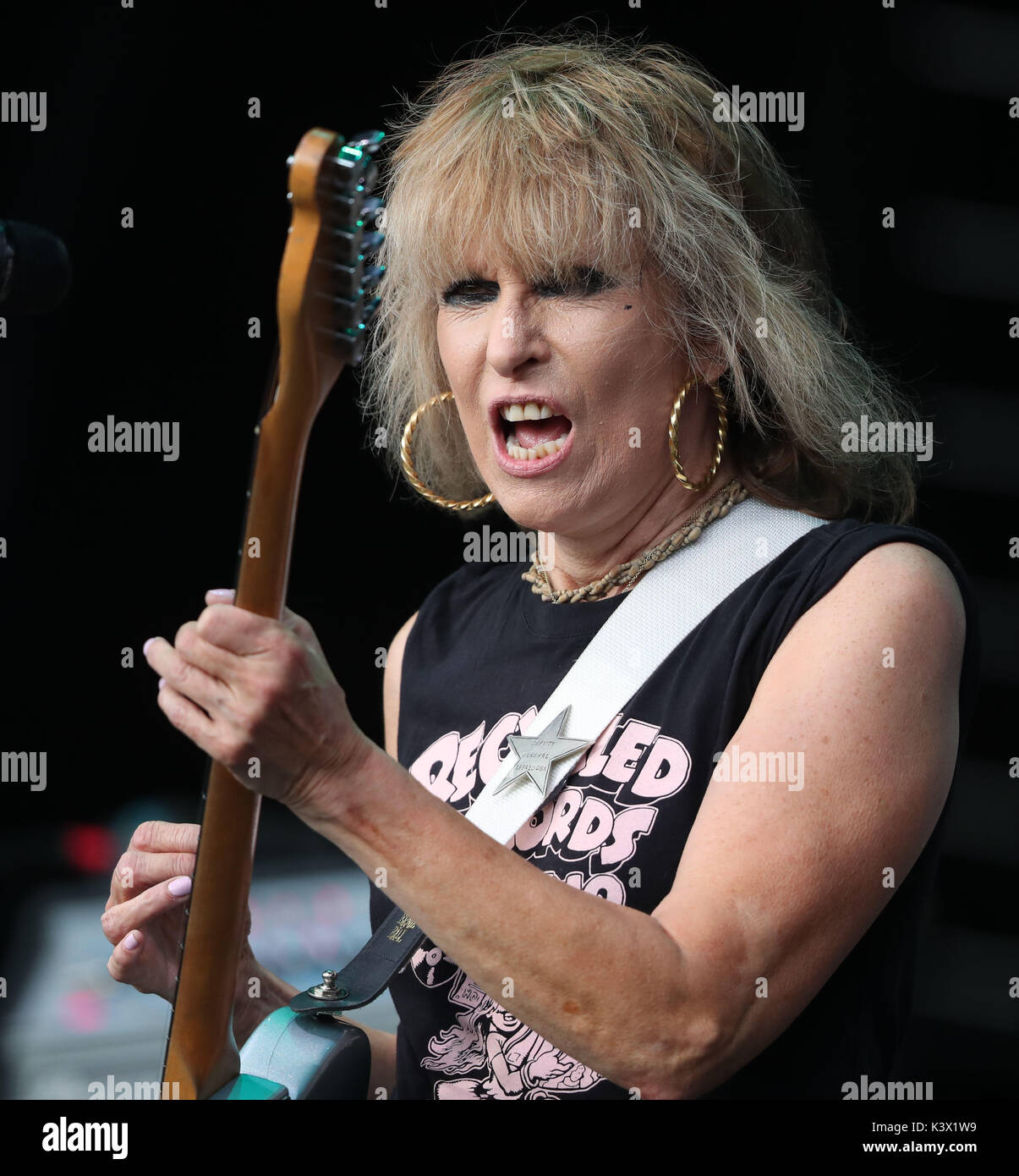 Chrissie Hynde of The Pretenders on the main stage on day three of the ...