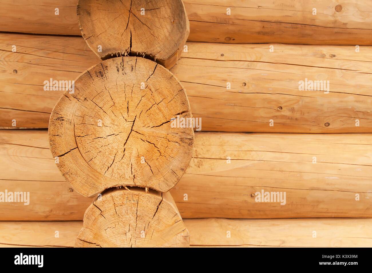 Modern Hand Hewn Natural Log Cabin Wall Facade Frame Texture. Rustic ...