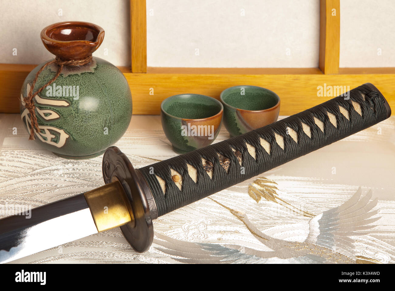 Detail of a samurai sword in a japanese interior Stock Photo - Alamy