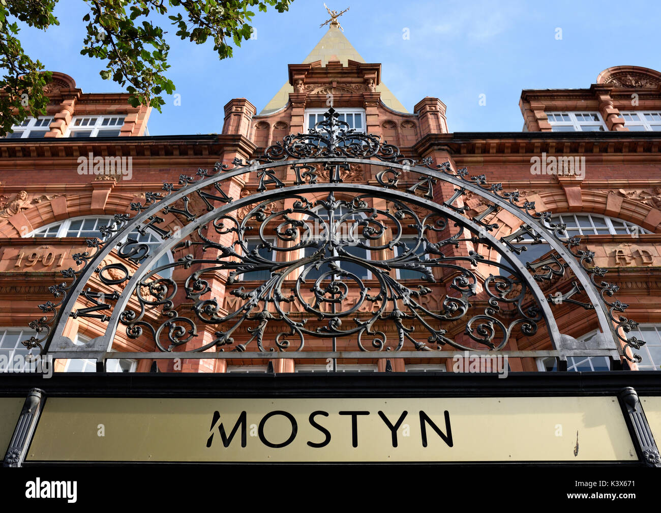 Semi circular Ornate ironwork on canopy on oriel mostyn art gallery in ...