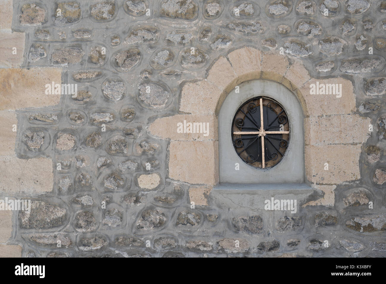 stones wall with small window Stock Photo - Alamy