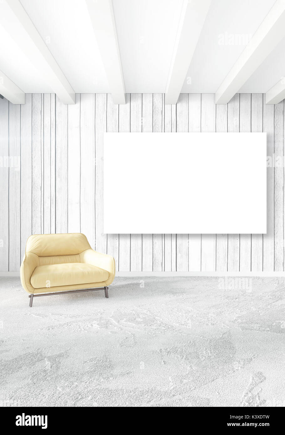 Vertical modern interior bedroom or living room with eclectic wall and ...