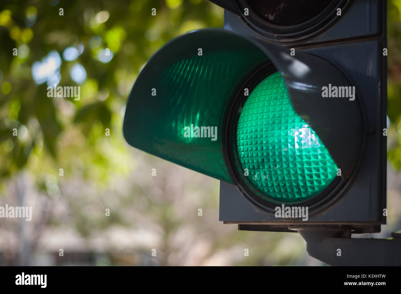 green sign traffic light in the city Stock Photo - Alamy