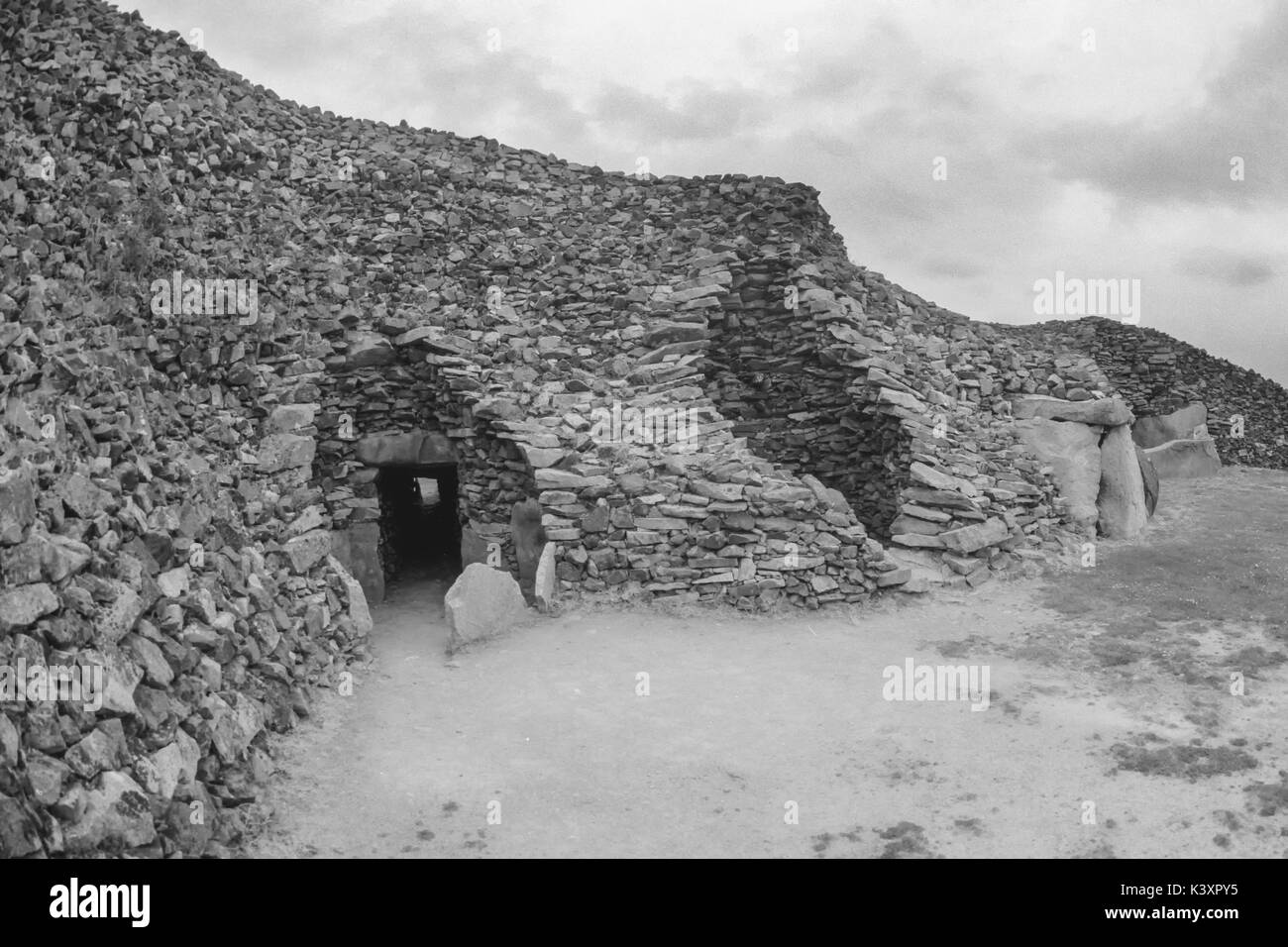 Prehistoric passage tomb burial mound Black and White Stock Photos ...
