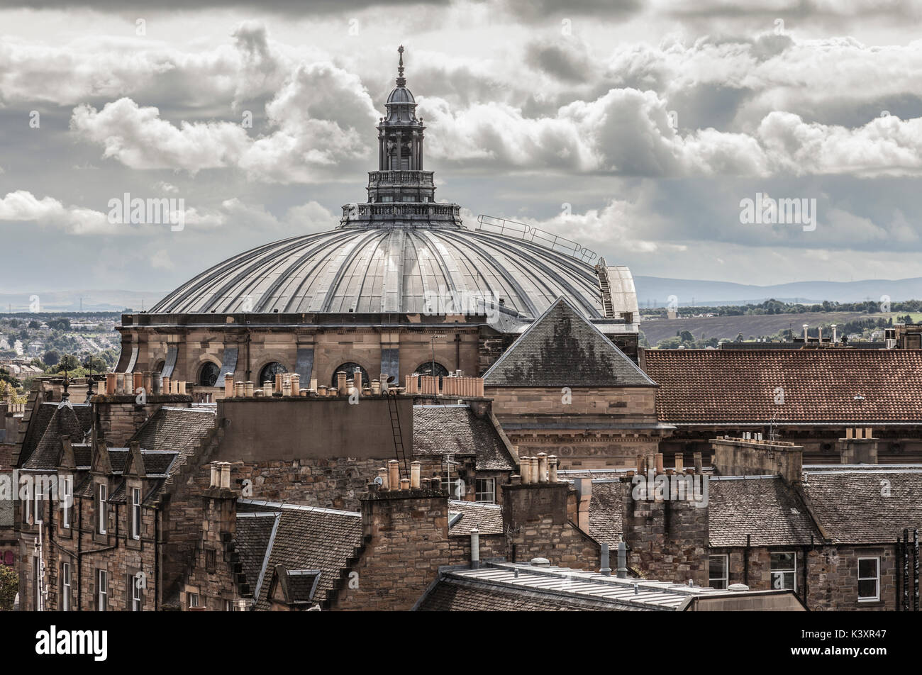 View over the rooftops to the view of the McEwan Hall, graduation hall ...