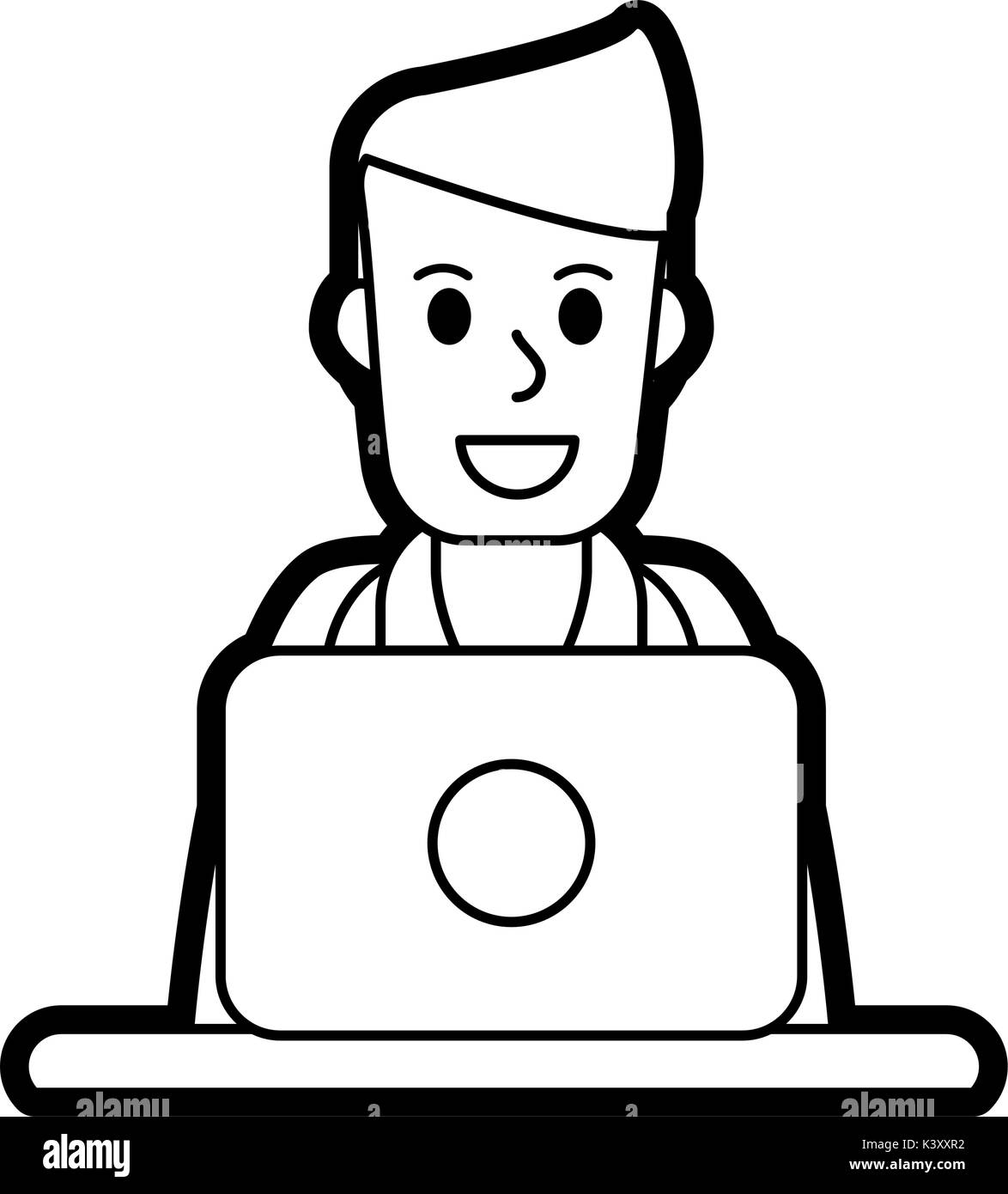 Boy with laptop Black and White Stock Photos & Images - Alamy