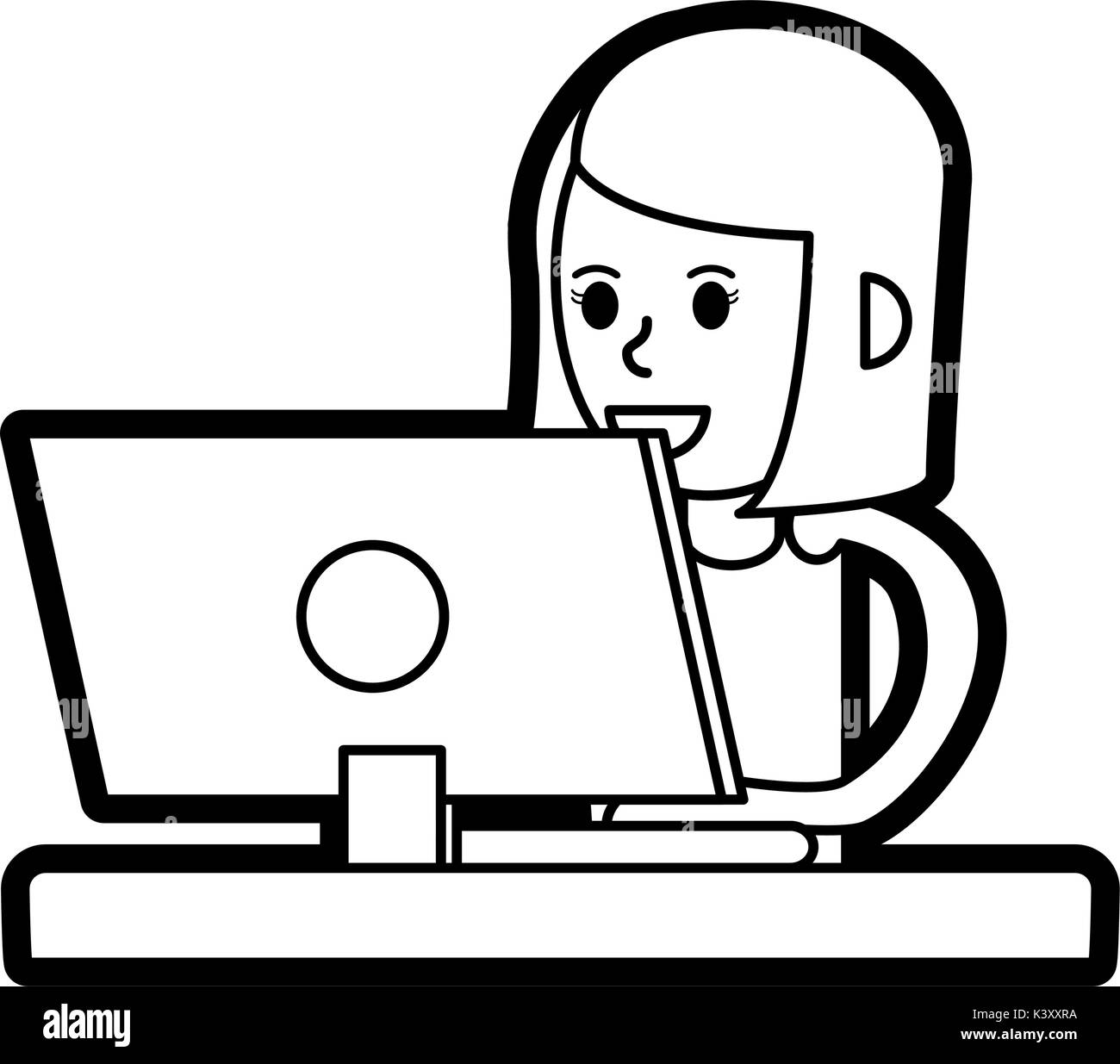 Isolated computer and girl design Stock Vector Image & Art - Alamy