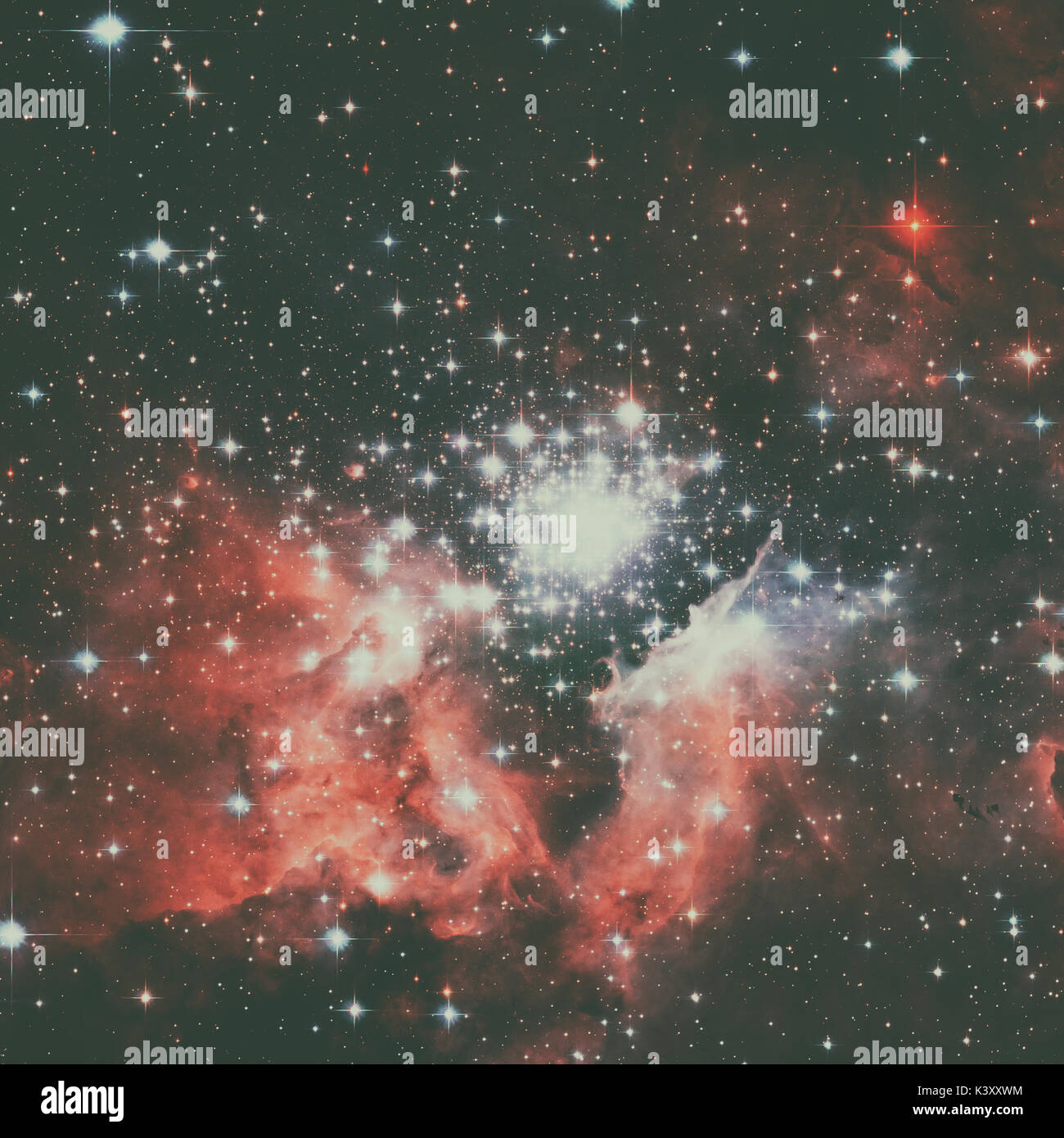 NGC 3603 is an open cluster of stars situated in the Carina spiral arm ...