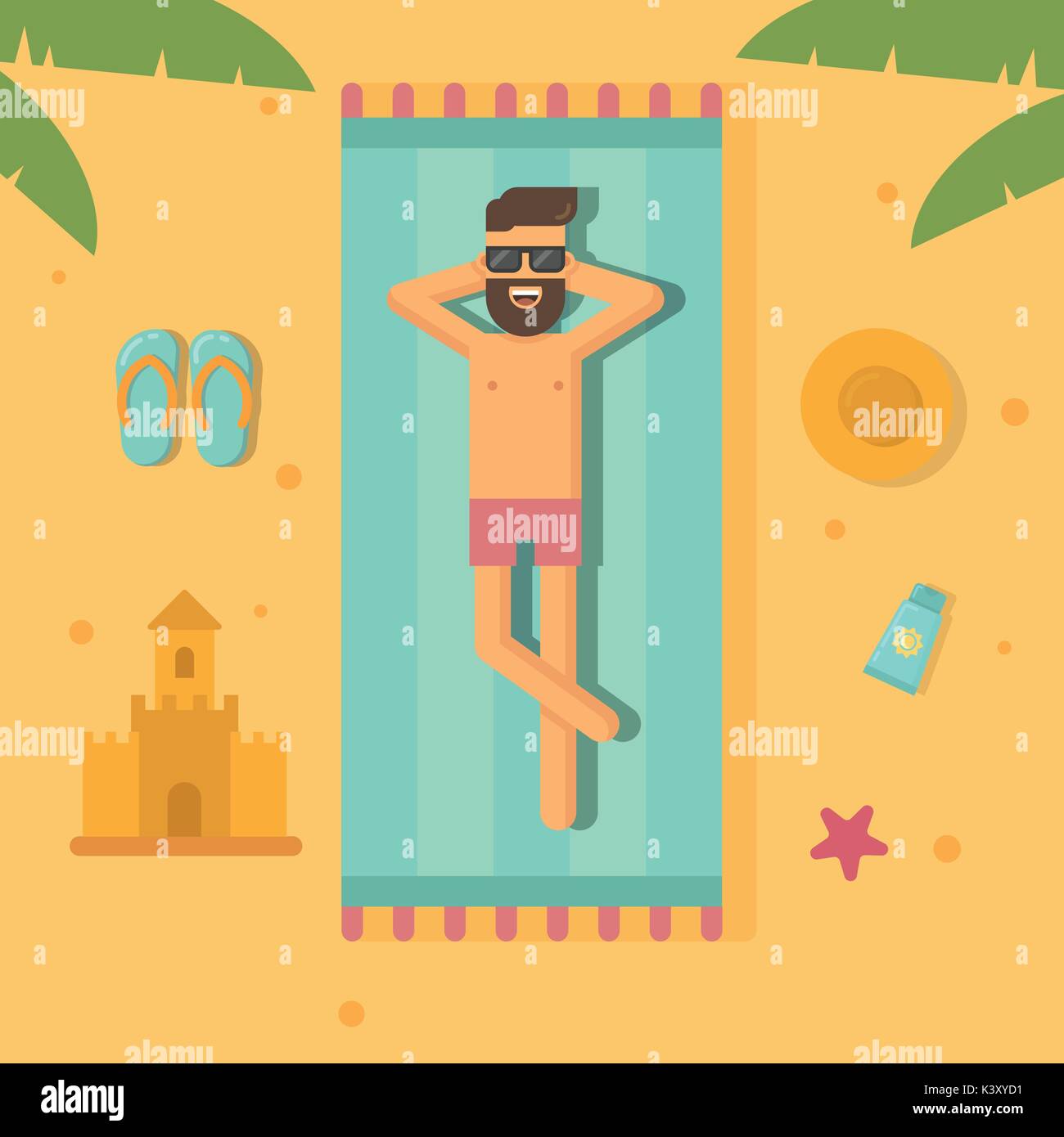 Man sunbathing vector hi-res stock photography and images - Alamy