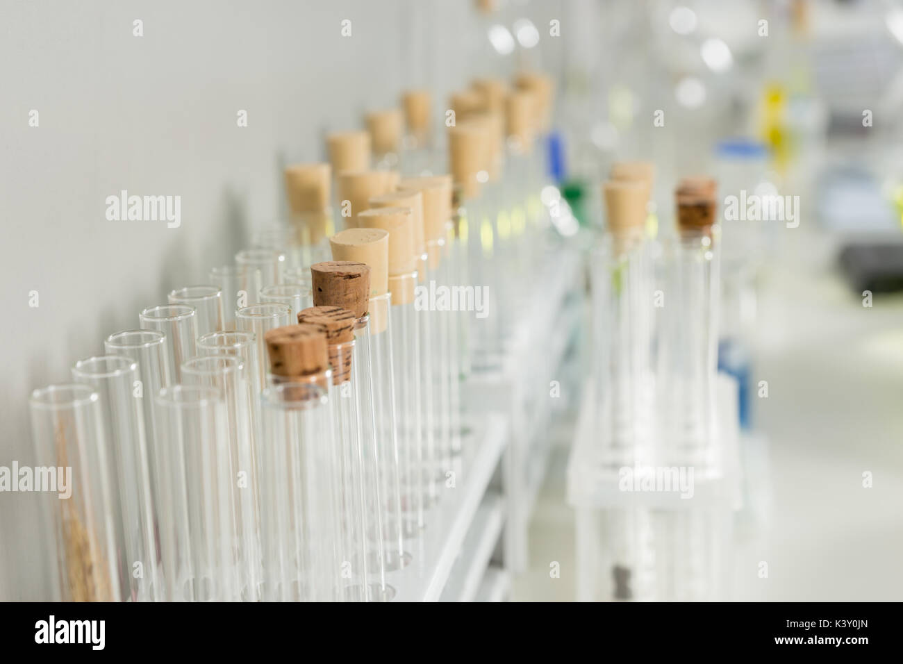 Chemical test tubes in laboratory. Healthcare and biotechnology concept ...