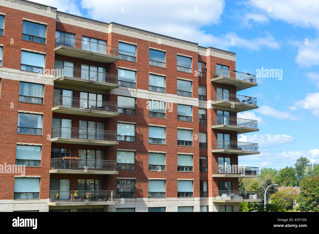 Modern condo buildings with huge windows in Montreal, Canada Stock ...