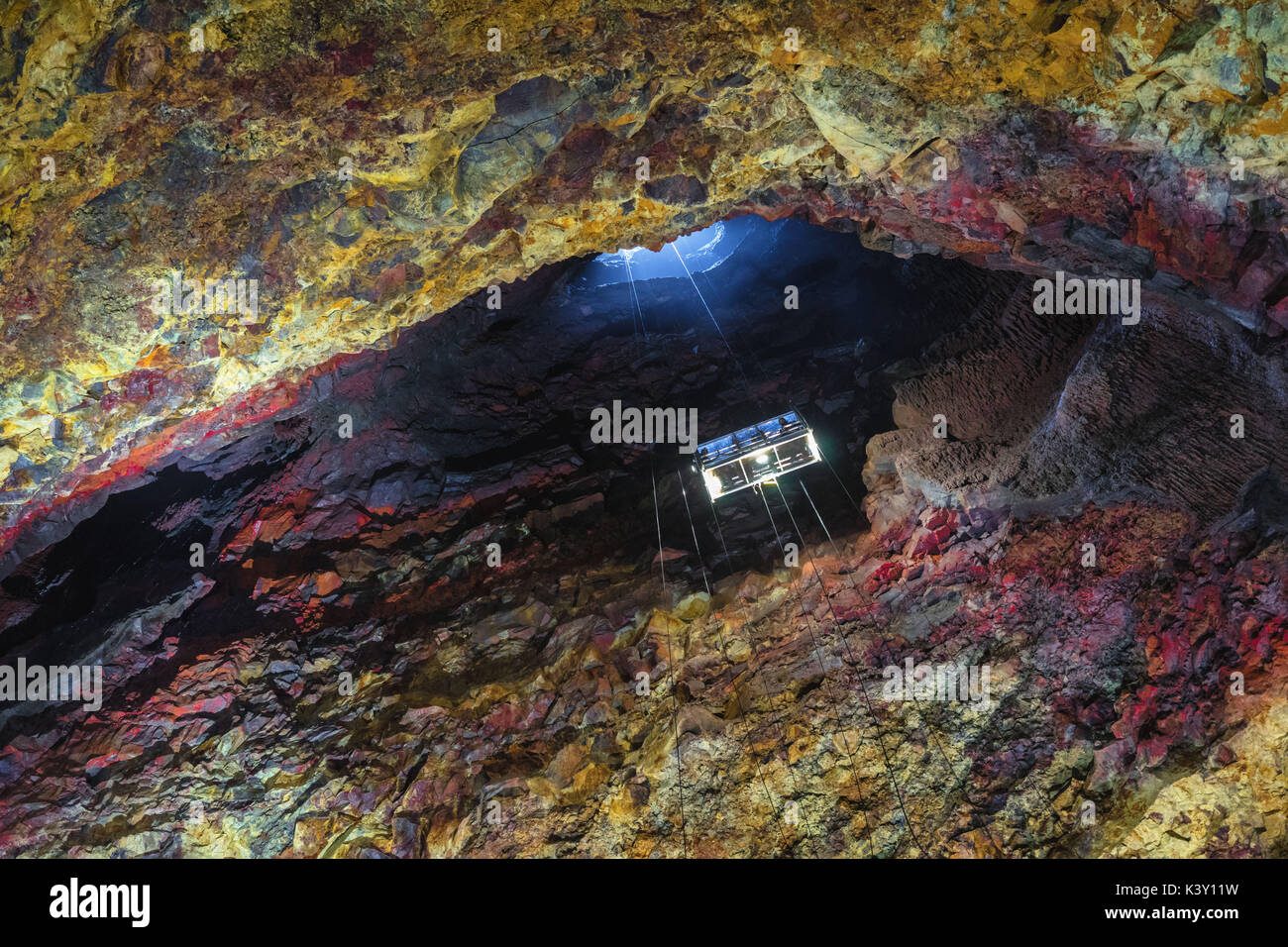 Inside the Thrihnukagigur volcano magma chamber near Reykjavik, Iceland ...