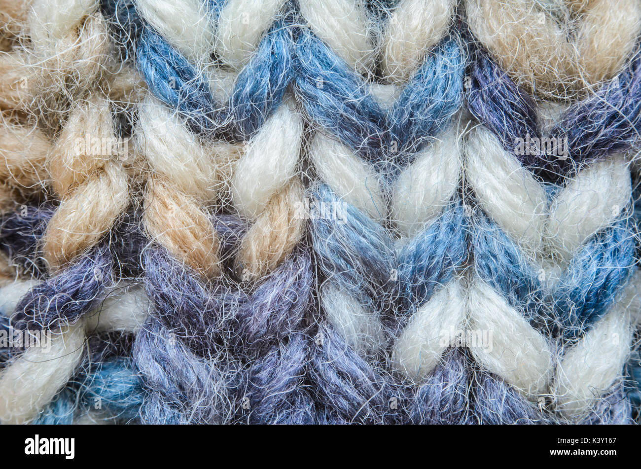 Melange blue knitting texture close-up. Macro snapshot texture of ...