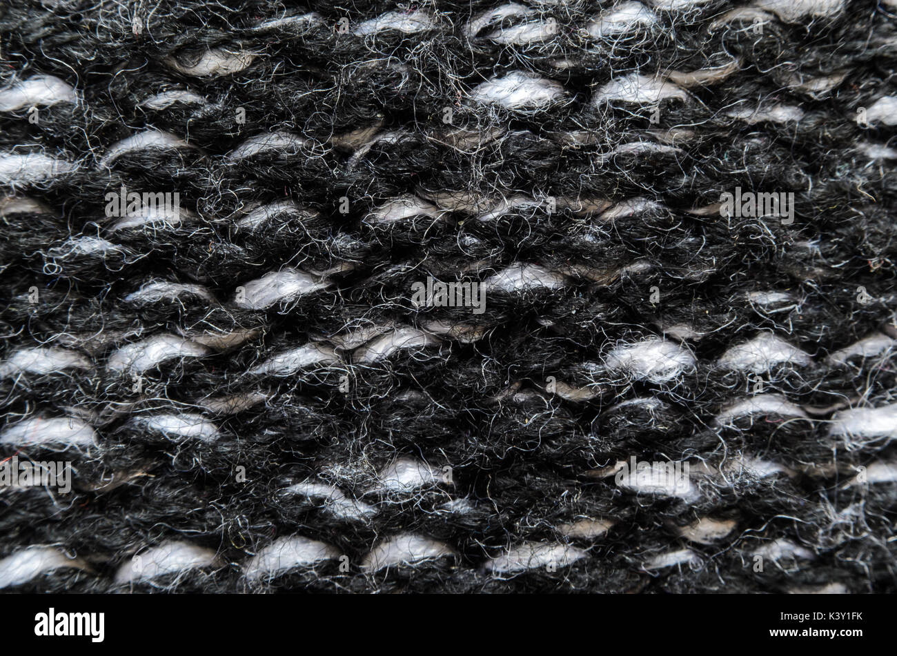 Knit fabric texture closeup background - Black and White Stock Photo ...