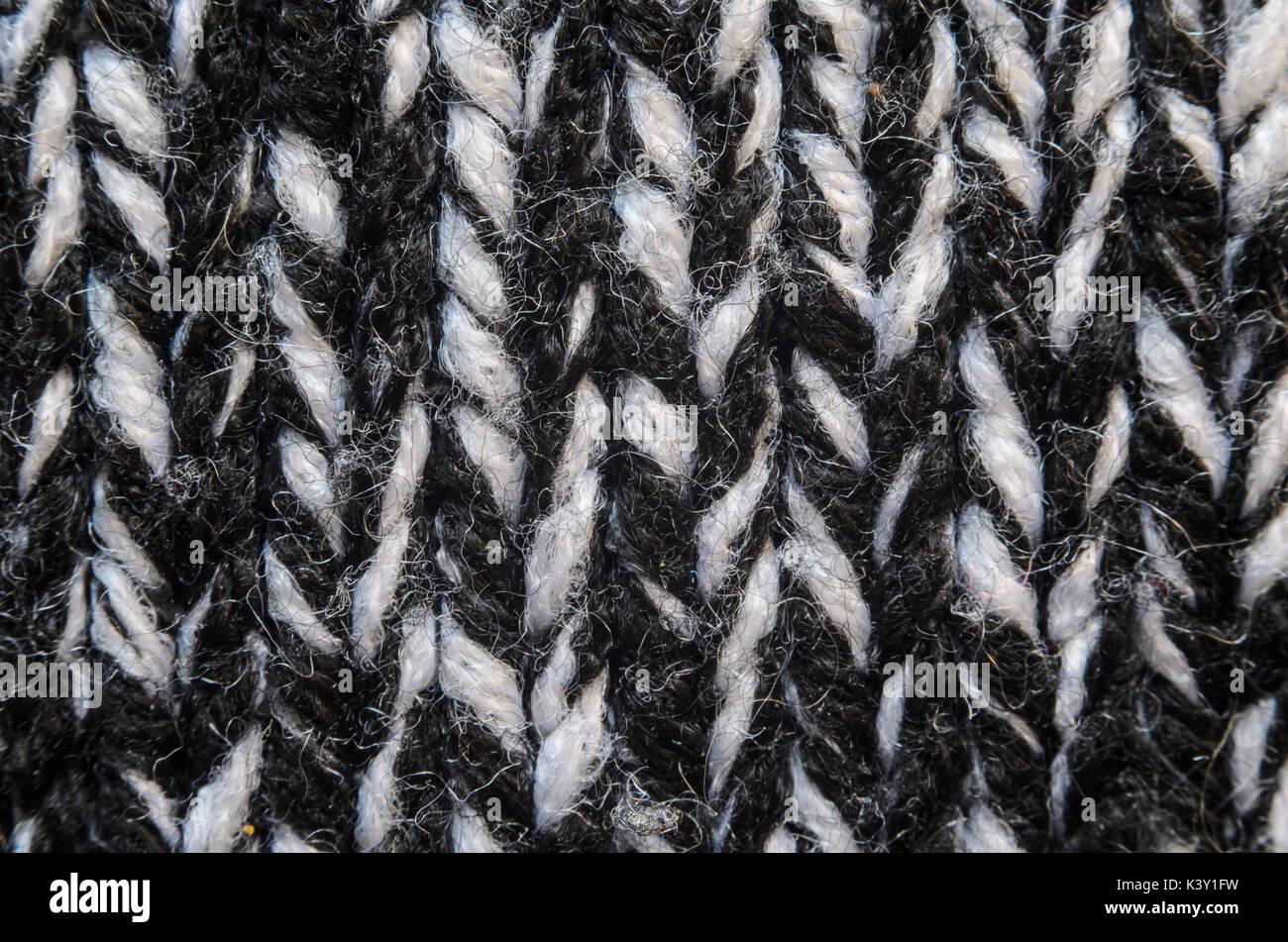 Knit fabric texture closeup background - Black and White Stock Photo ...