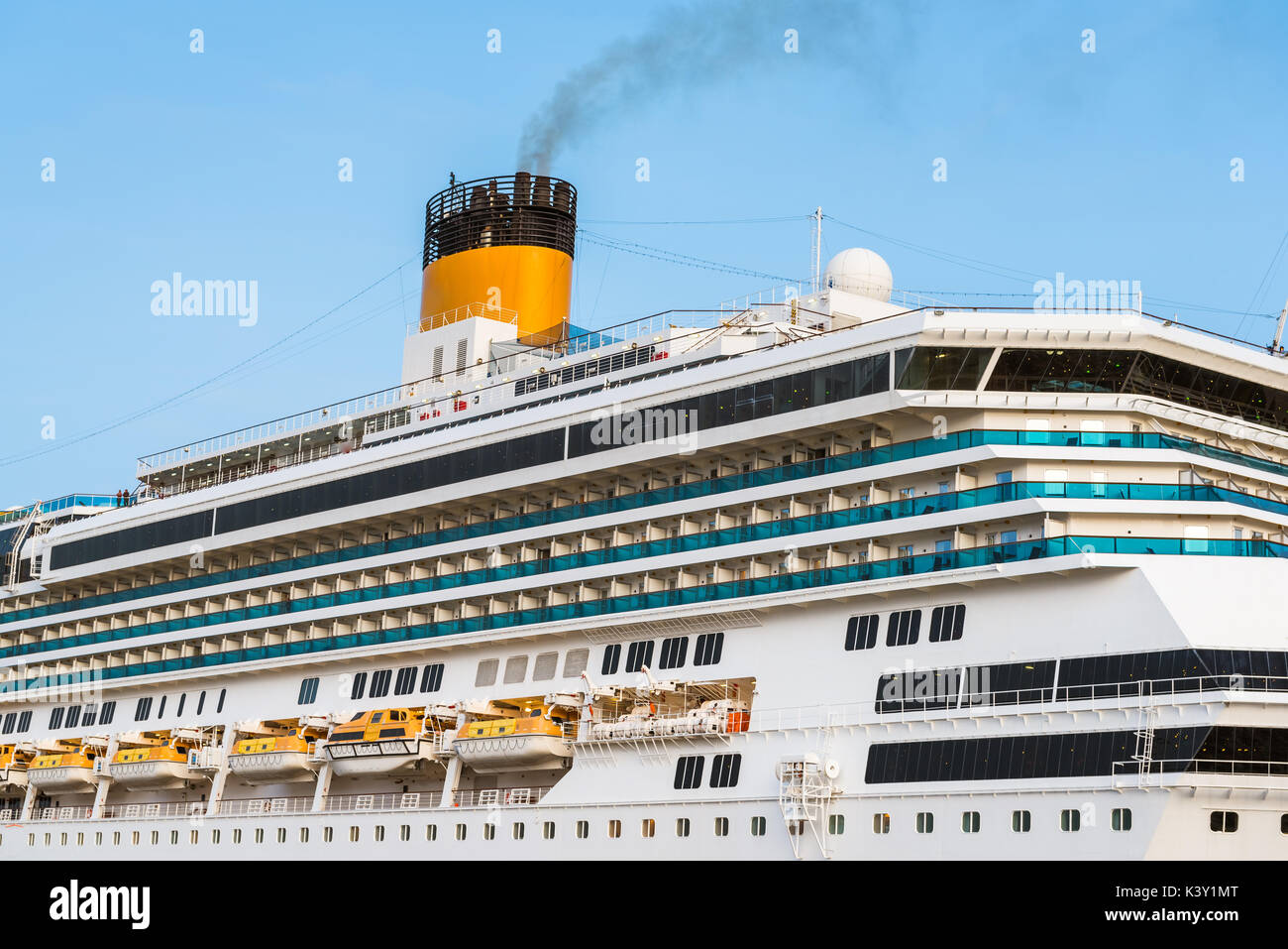 Cruise ship details. Close view of a modern luxury cruise ship Stock ...