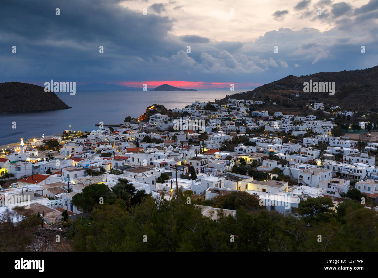 View of Skala village on Patmos island in Greece Stock Photo - Alamy