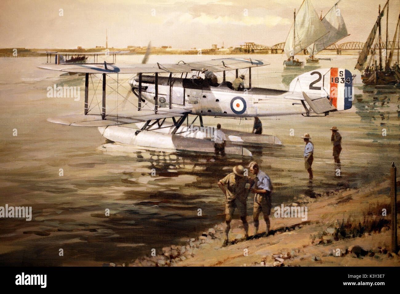 Float plane on the nile. Oil painting Stock Photo - Alamy