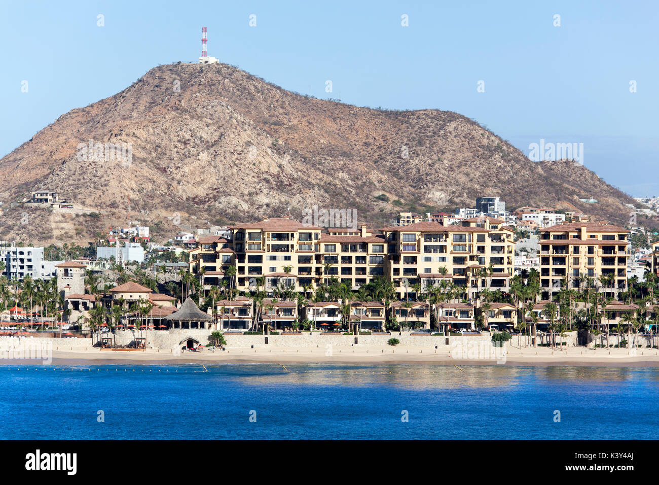 The beach and buildings of Cabo San Lucas resort town in Mexican ...