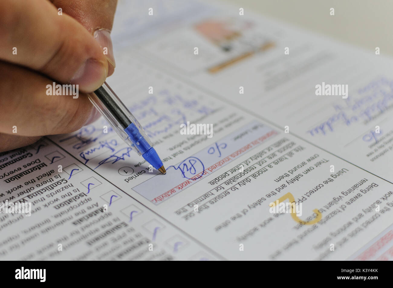 Signing a Safety Checklist on a Merchant Navy Vessel Stock Photo - Alamy