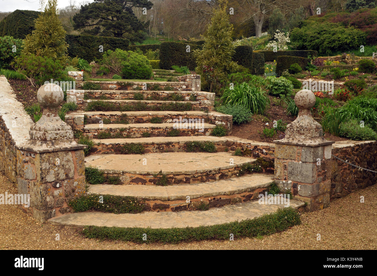 Mottistone Manor House on the Isle of Wight showing the formal gardens ...