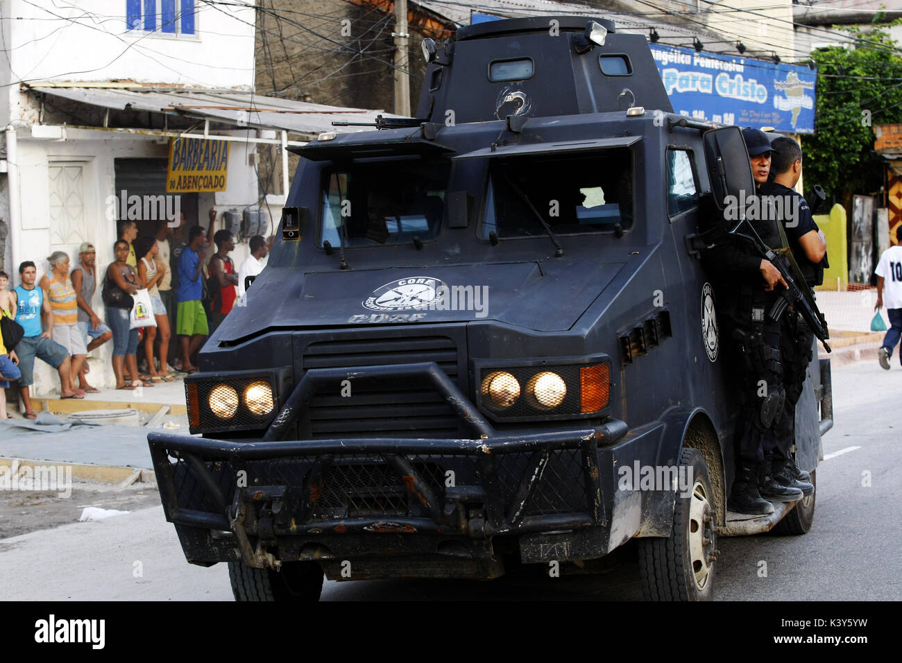Police armoured vehicles in an operation to combat drug trafficking at ...