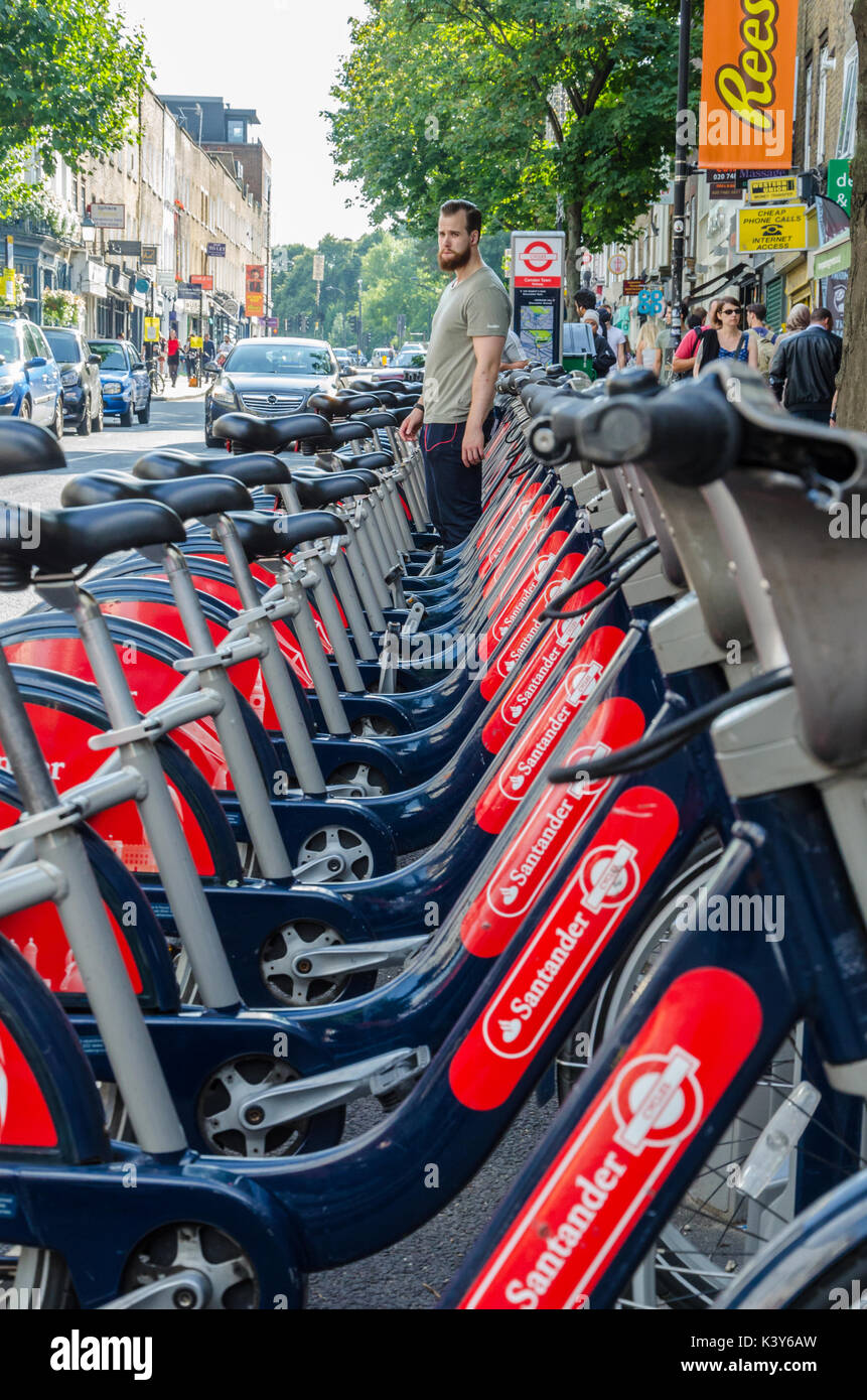 Santander bikes in the docking station on Parkway in Camden Town ...