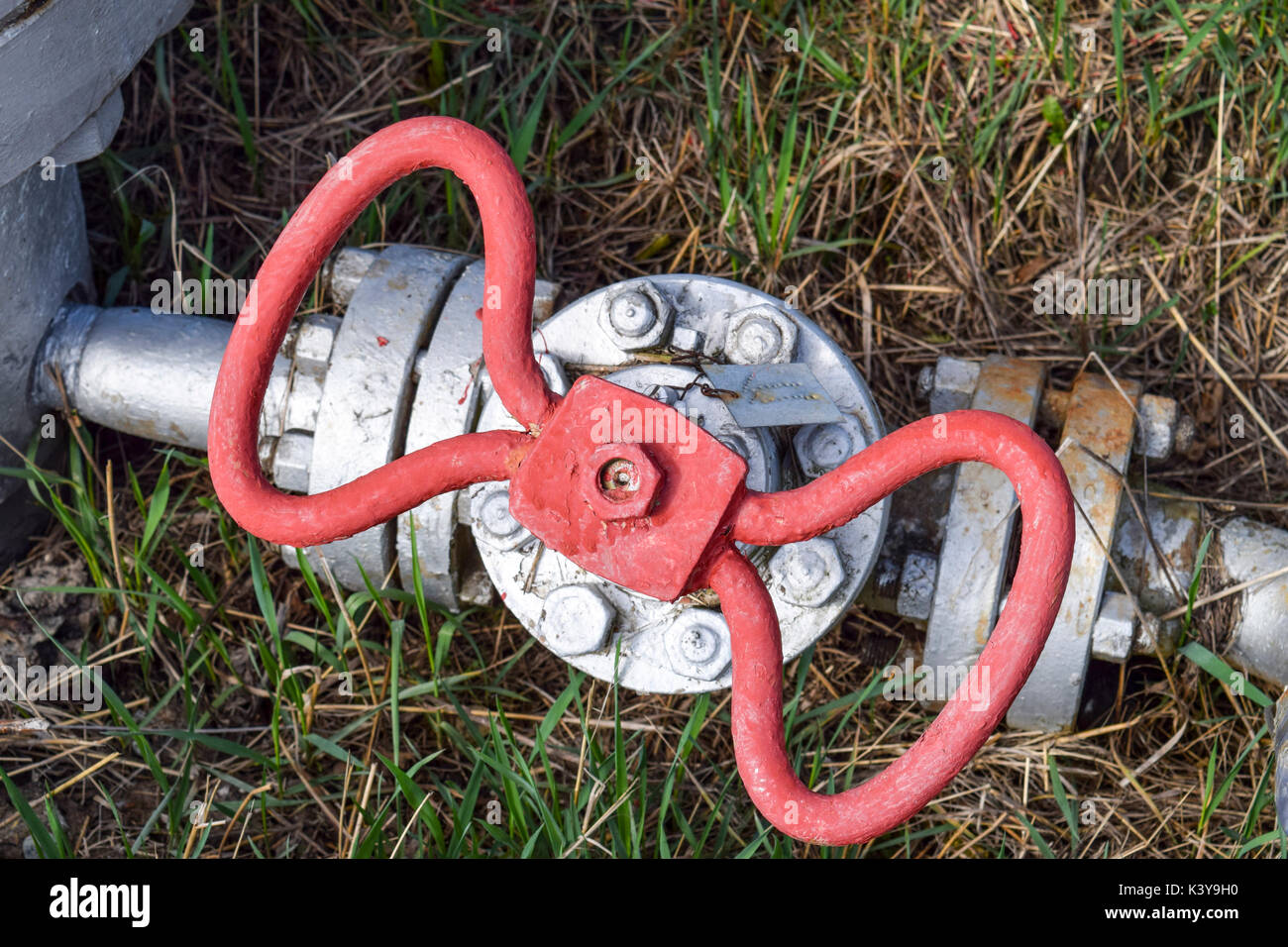 Shut-off valves on the high-pressure well flowing equipment. Oil ...