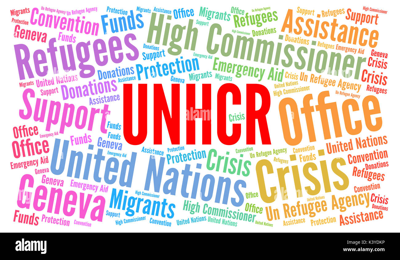 UNHCR, United Nations High Commissioner for refugees word cloud Stock ...